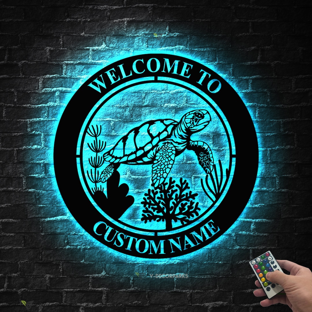 Personalized Sea Turtle Metal Sign-nautical Sea Turtle Wall Art-beach ...