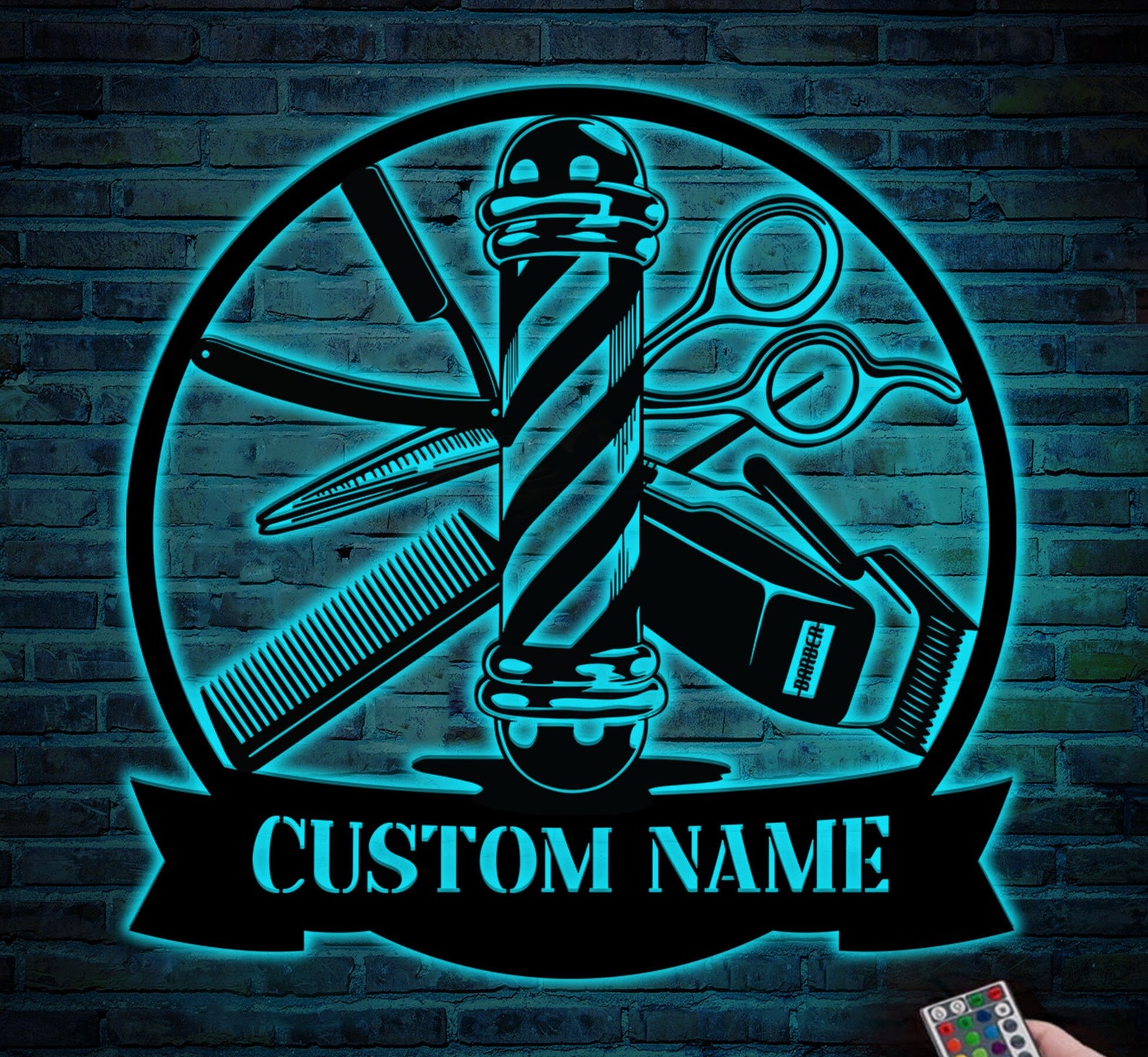 Custom Barber Metal Sign With LED Lights, Barber Shop Art, Barber ...
