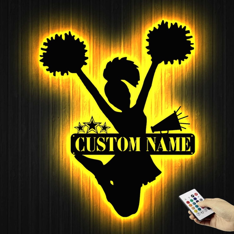 Custom Cheerleading Sign, Metal Wall With LED Light, Cheerleading Gift ...