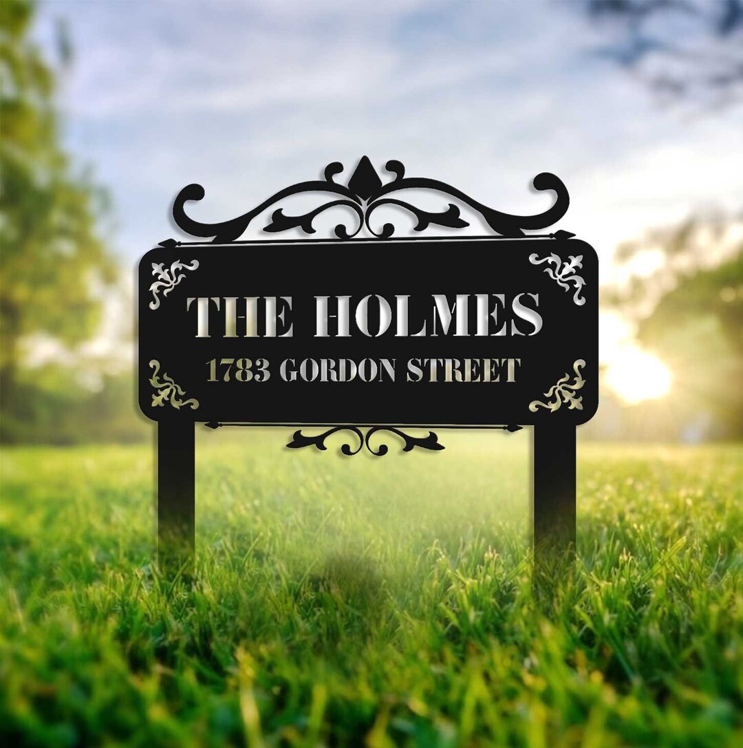 Personalized Metal Yard Sign Stake, Address Metal Yard Sign, Yard Sign ...