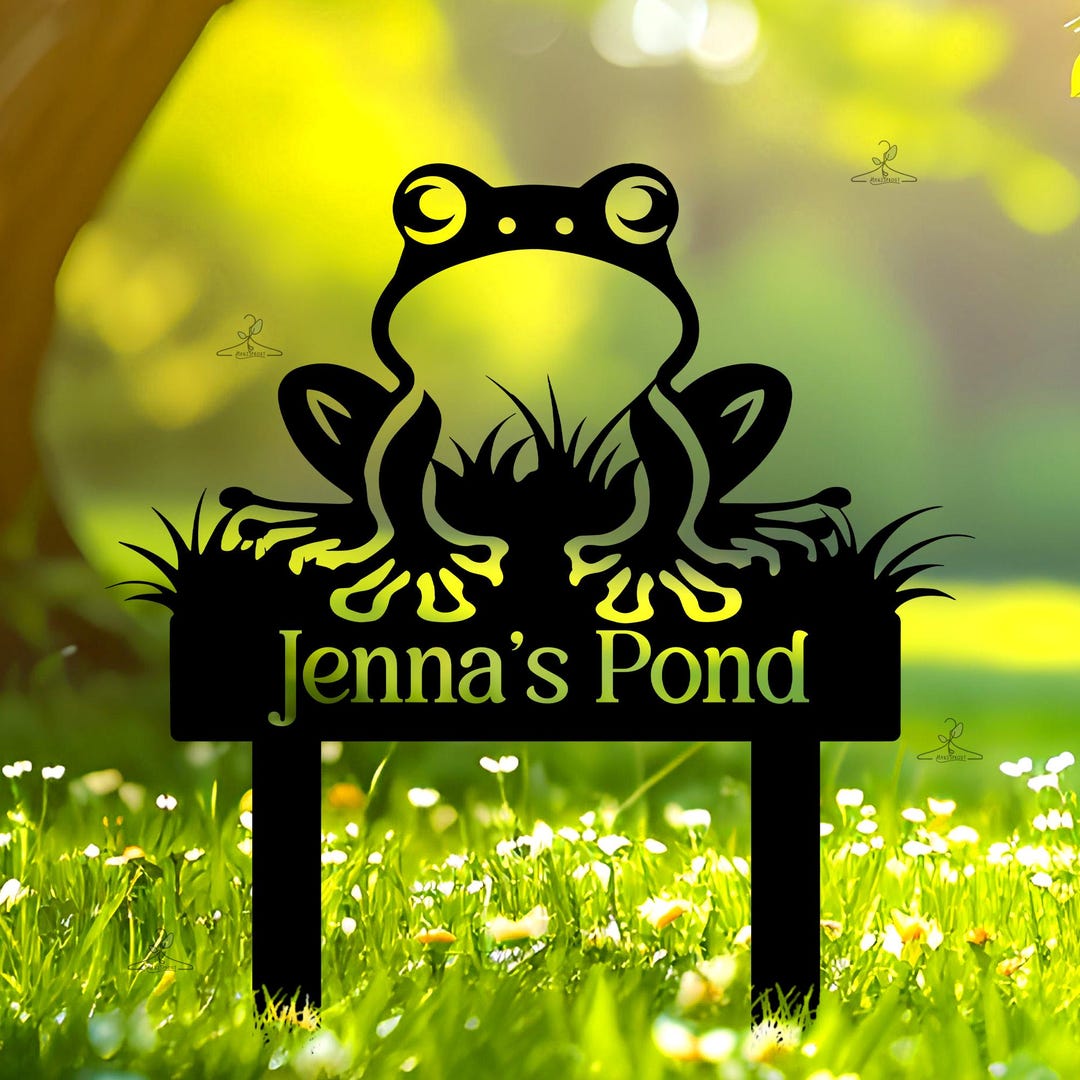 Personalized Frog Garden Sign, Custom Metal Pond Decor, Outdoor Frog ...