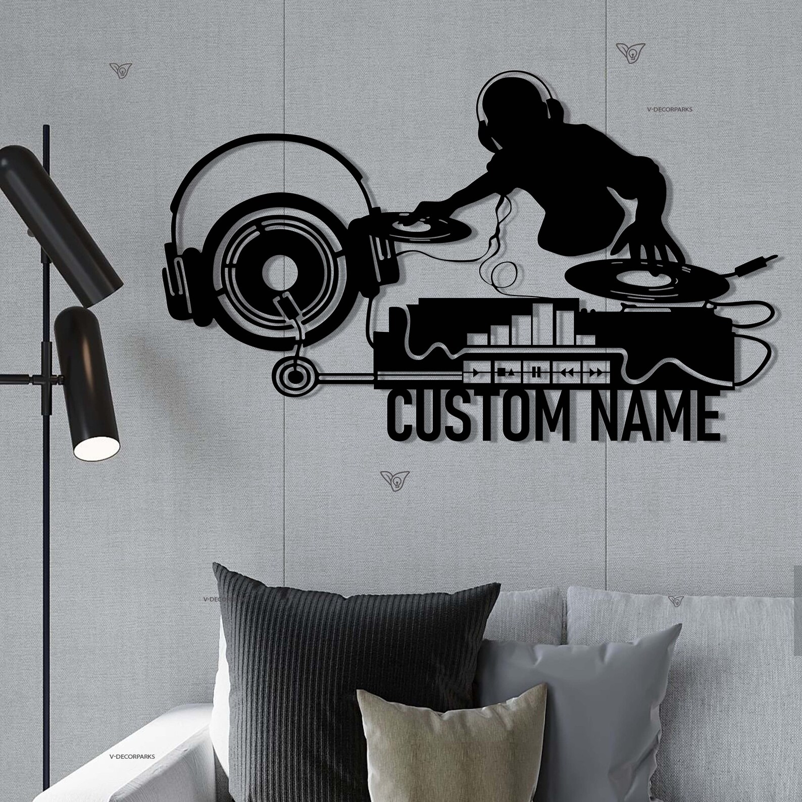 Custom Deejay Headphones Name Sign Wall Art With Led Lights ...