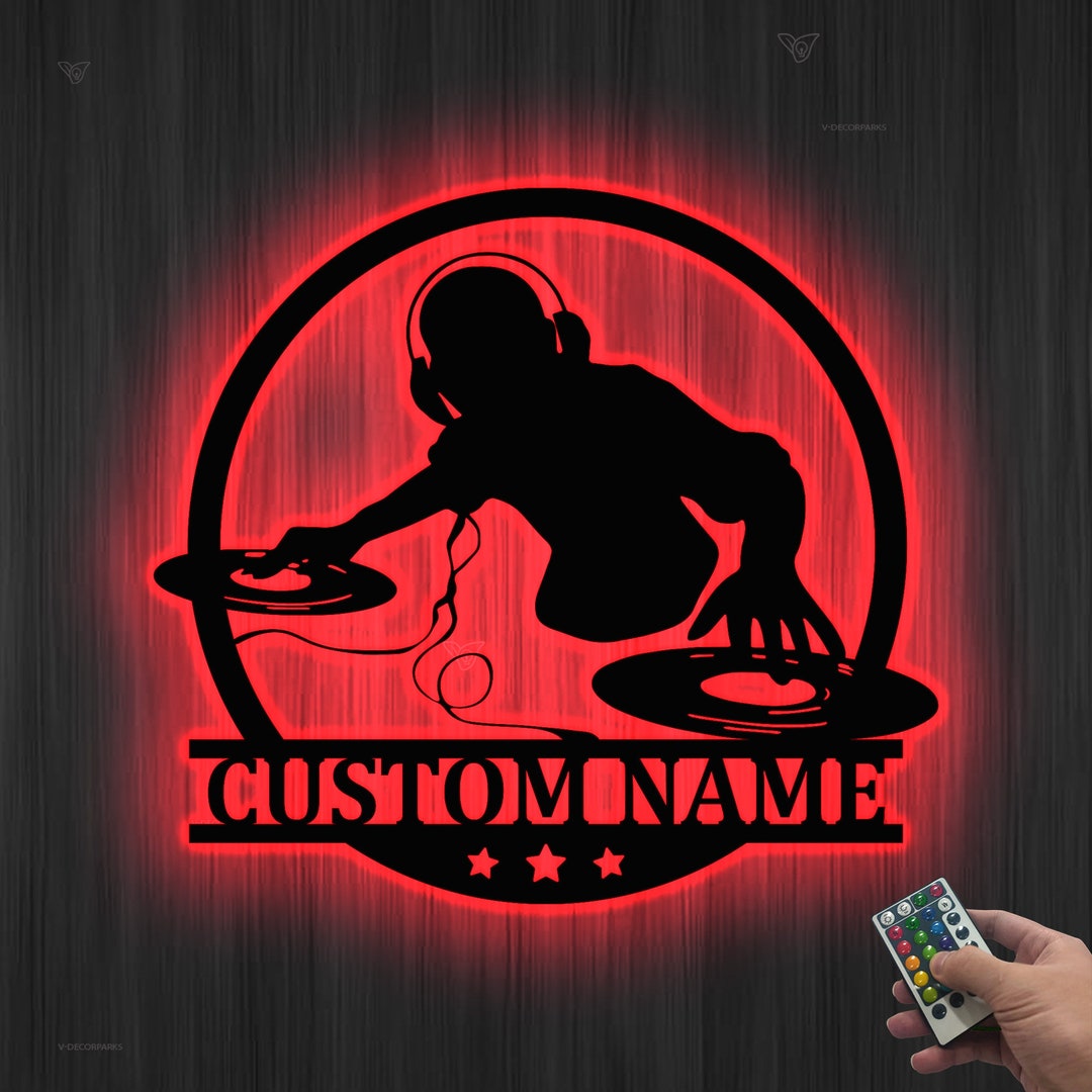 Custom DJ Metal Wall Art With LED Light, Disc Jockey Gift, Music Lovers ...