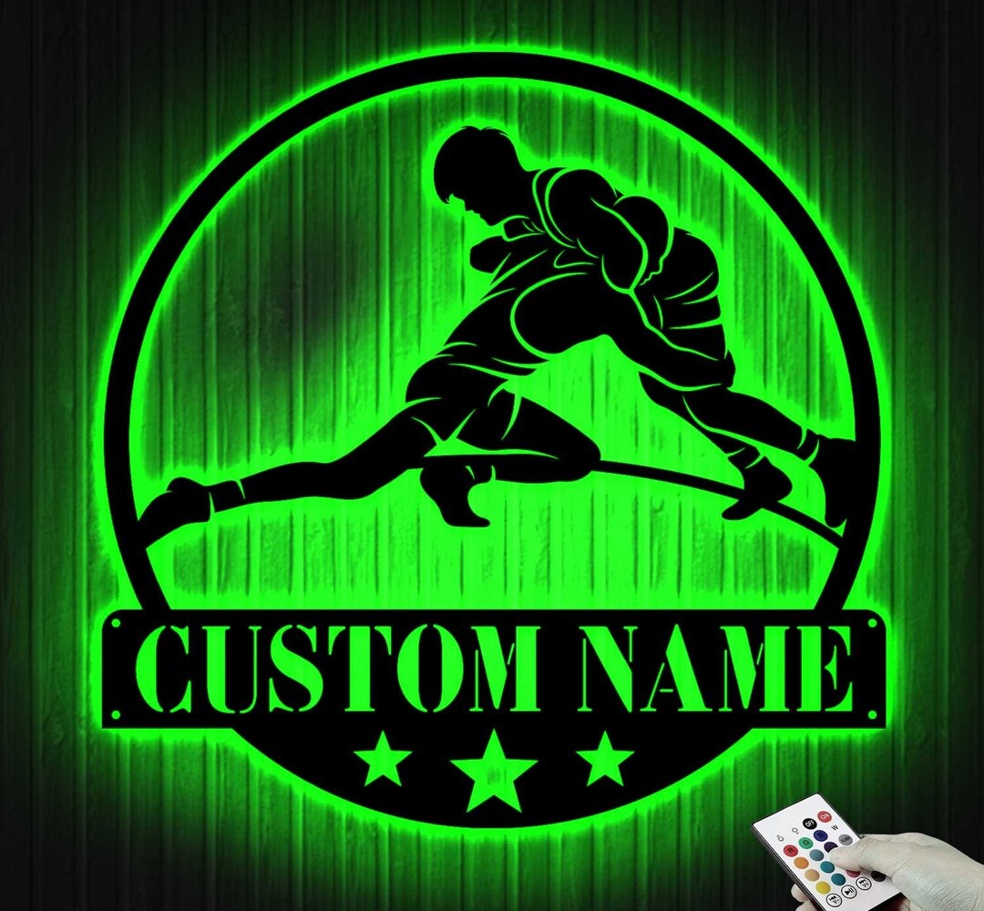 Custom Wrestling Sign Metal Wall Art Led Light, Wrestler Name Sign ...