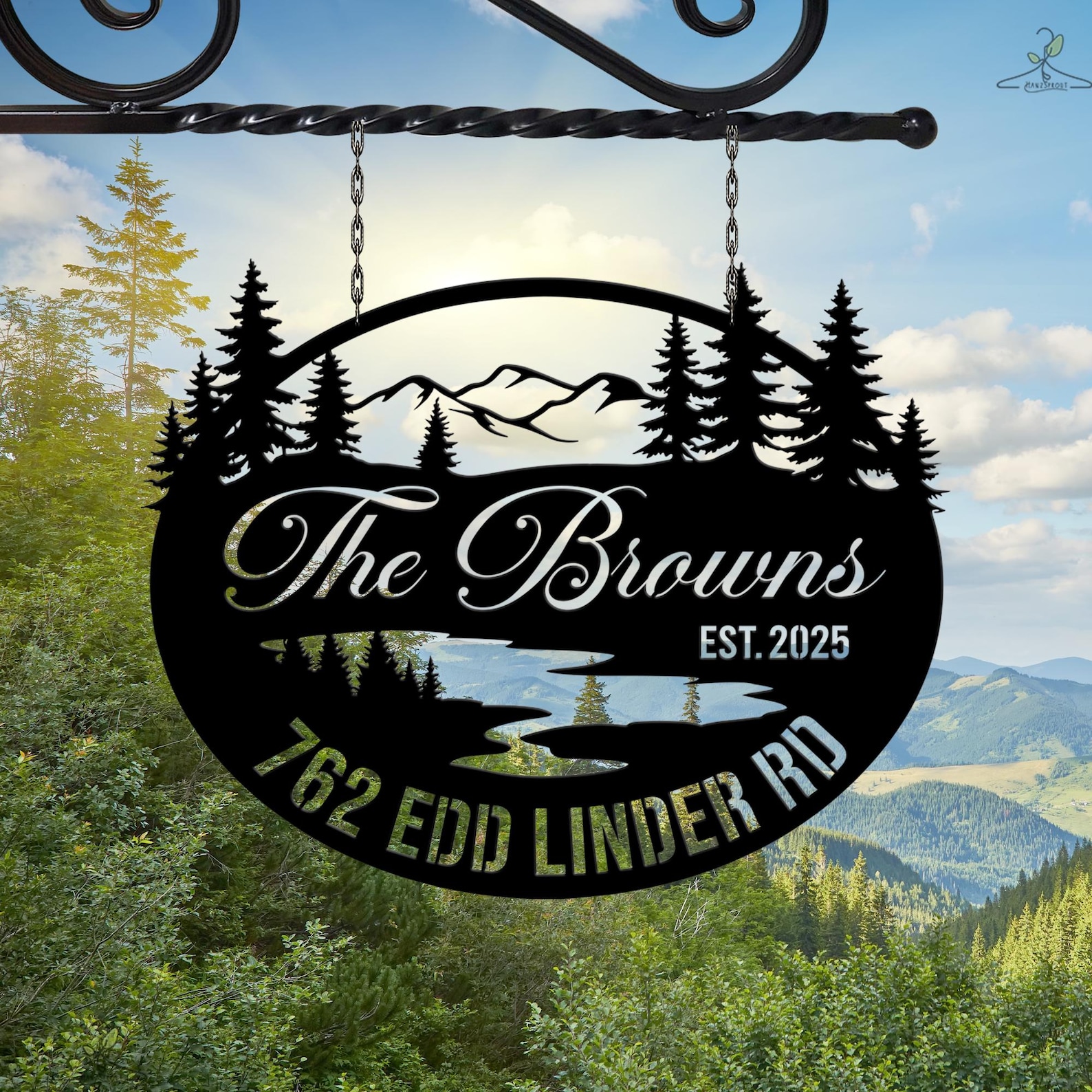 Personalized Mountain Cabin Metal Sign, Custom Family Name Sign, Rustic ...
