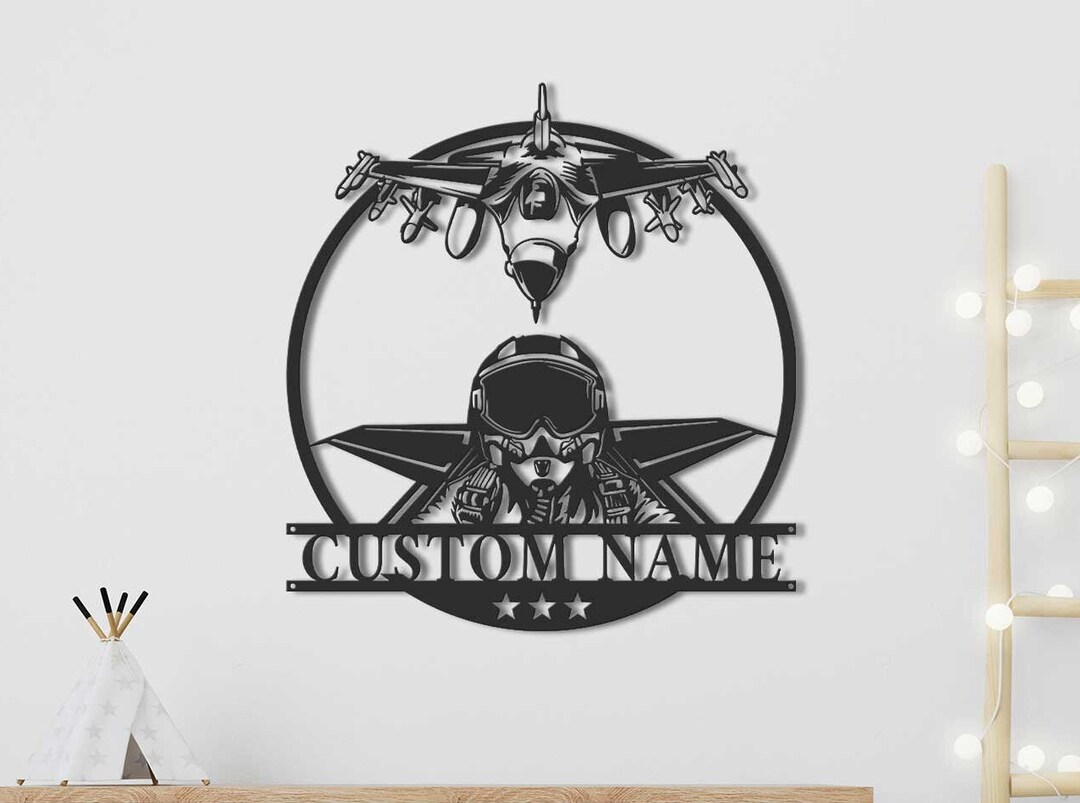 Personalizedfighter Jet Pilot Metal Sign Led Lights, Custom Aircraft ...