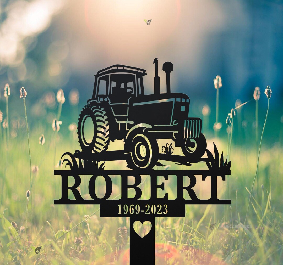 Personalized Farmer Memorial Stake, Metal Stake With Solar Light ...