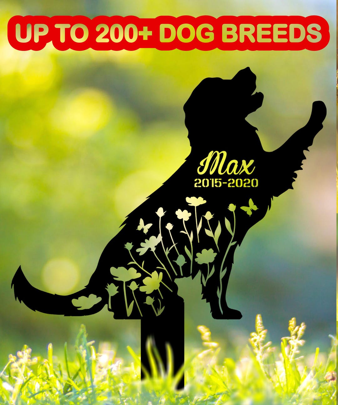 Custom Dog Breed Memorial Stake, Personalized Dog Garden Stake Sign ...
