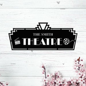 Movie Theatre Metal Sign, Custom Theatre, Home Cinema, Movies, Movie ...
