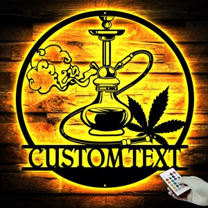 Custom Shisha Hookah Metal Wall Art LED Light, Shisha Sign ...