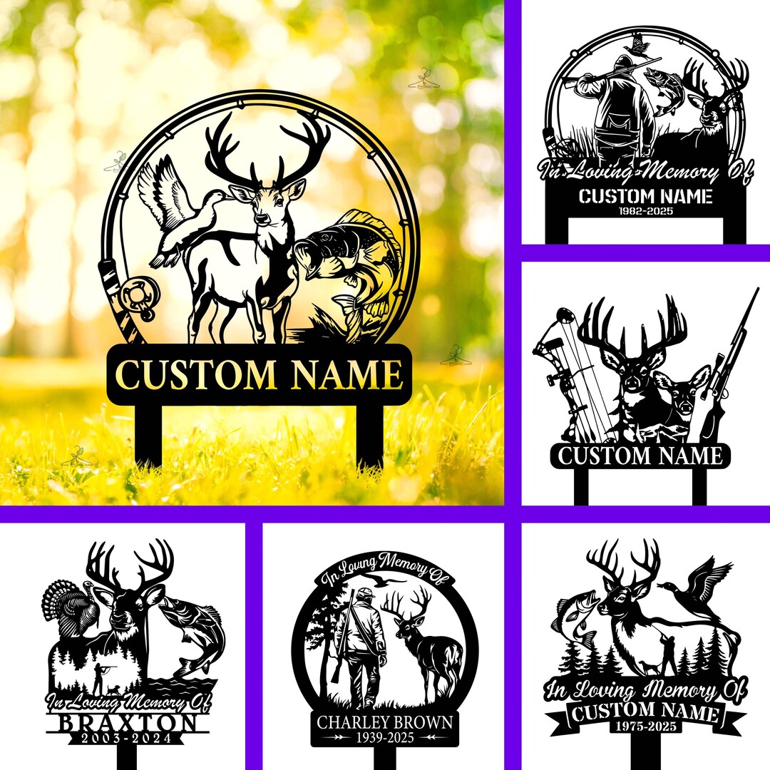 Personalized Hunting & Fishing Memorial Sign, in Loving Memory Hunter ...