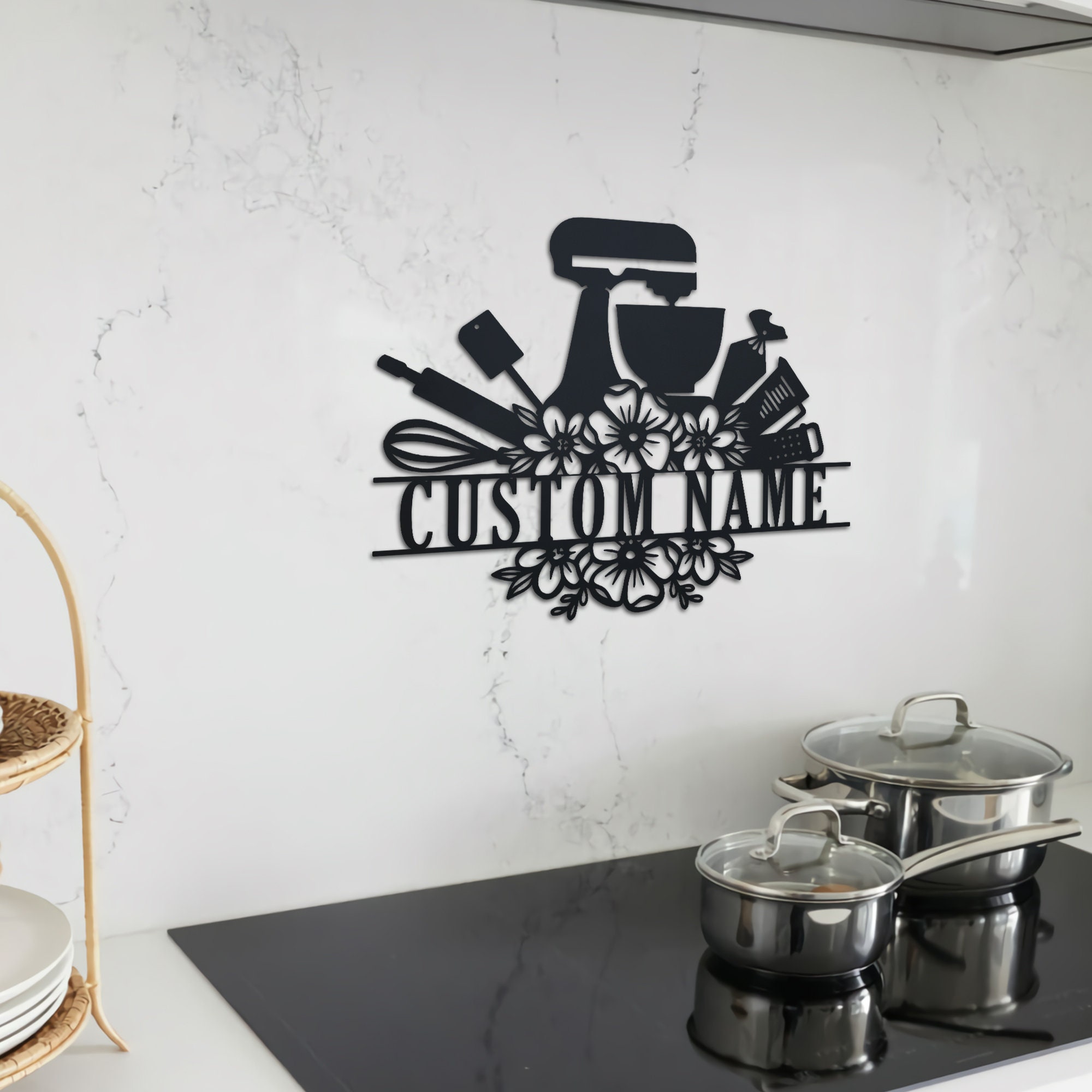 Custom Baking Metal Wall Art, Personalized Baker Name Sign Decoration ...