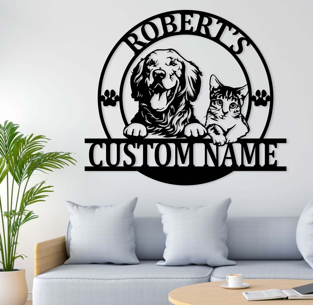 Personalized Pet Shop Sign Custom Logo Name Plaque Metal Wall Art Decor ...