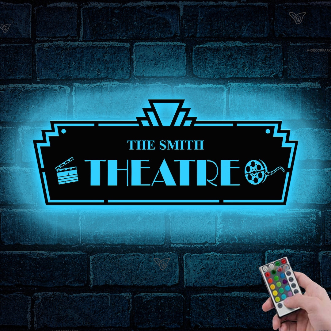Movie Theatre Metal Sign, Custom Theatre, Home Cinema, Movies, Movie ...