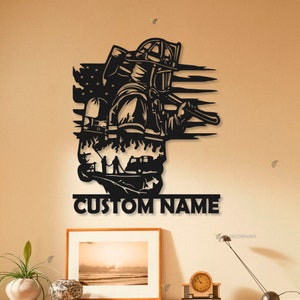 Personalized Firefighter Metal Art Sign Led, Firefighter Metal Sign ...