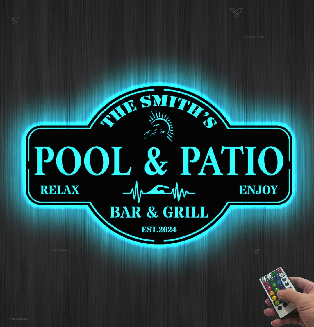 Personalized Pool & Patio Sign, Custom Pool Sign, Backyard Pool Decor ...