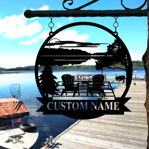 Personalized Lake House Metal Sign, Forest Lake Sign, Custom Lake House Name Sign, Camping Metal ...