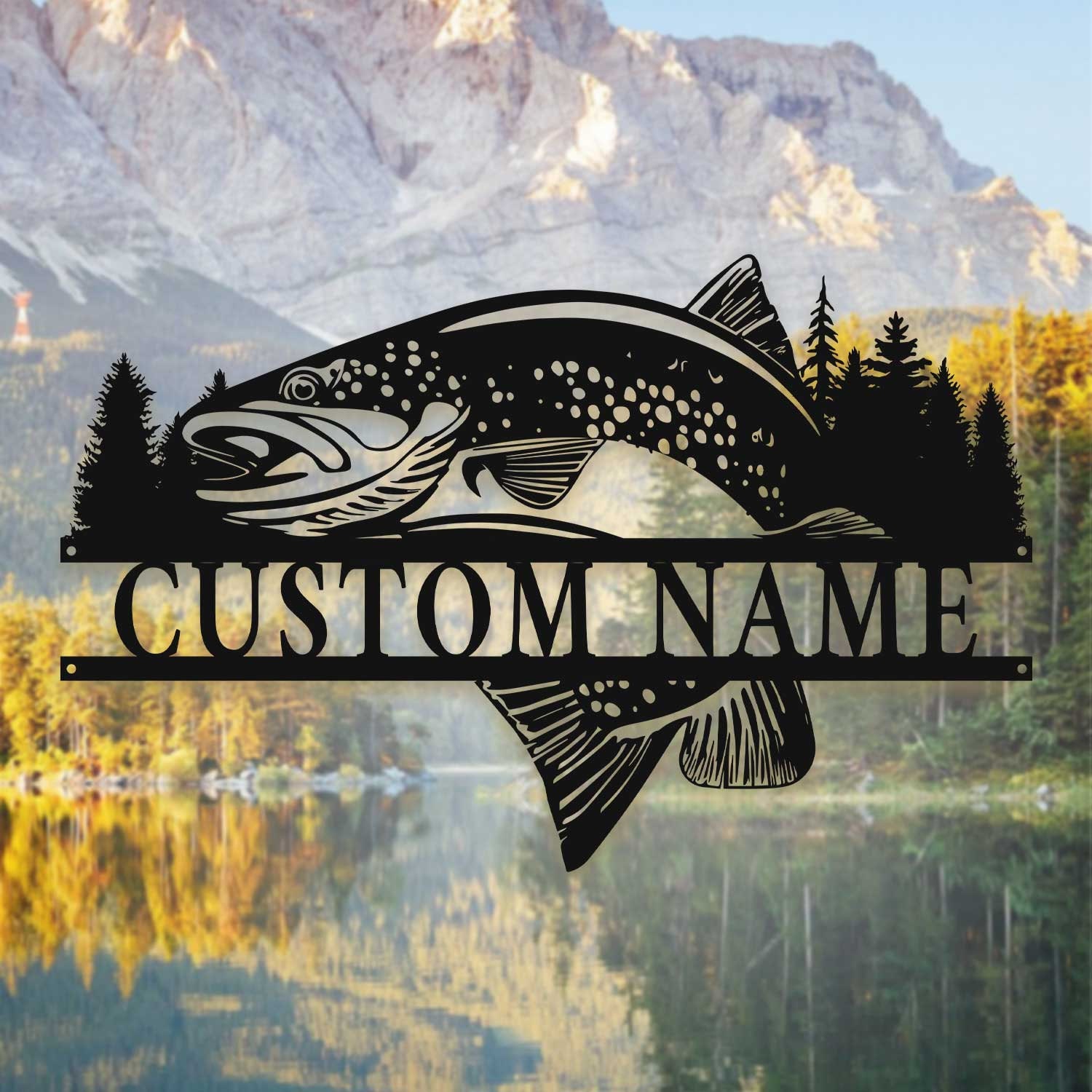 Custom Trout Fishing Metal Wall Art With Led Light, Char Fishing Gifts ...