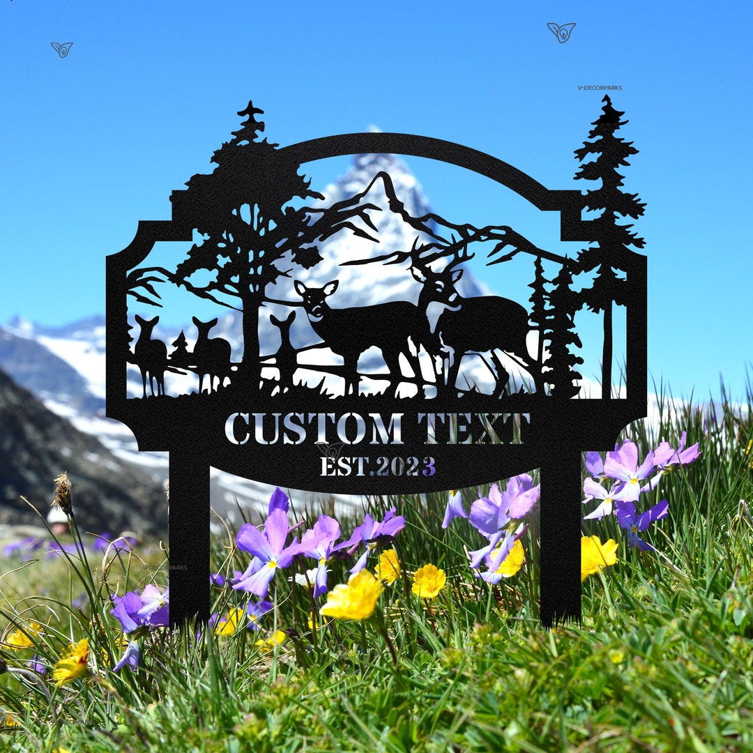 Personalized Metal Deer Sign Outdoor Stake, Decor Deer Forest, Custom ...
