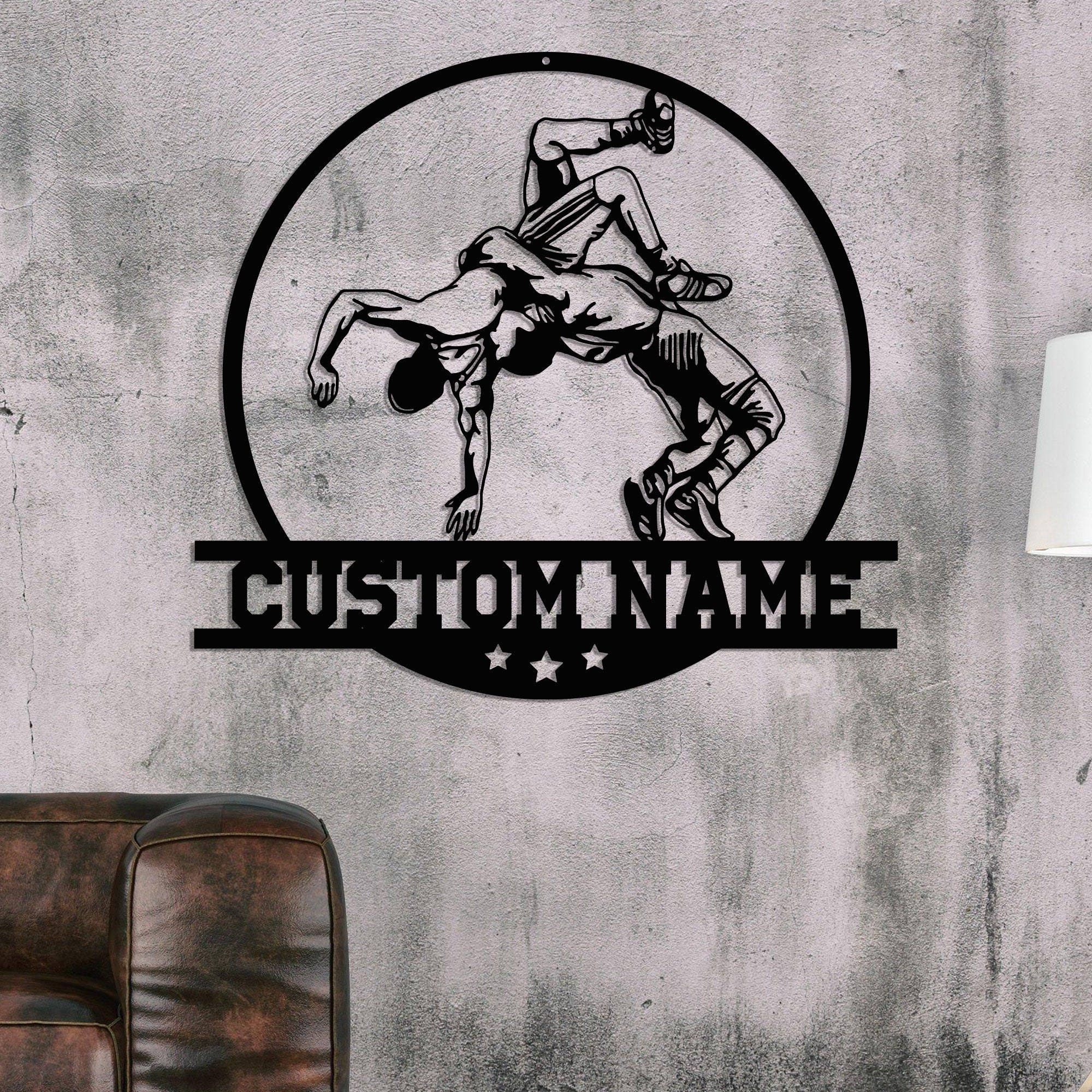 Custom Wrestling Sign Metal Wall Art Led Light, Wrestler Name Sign ...