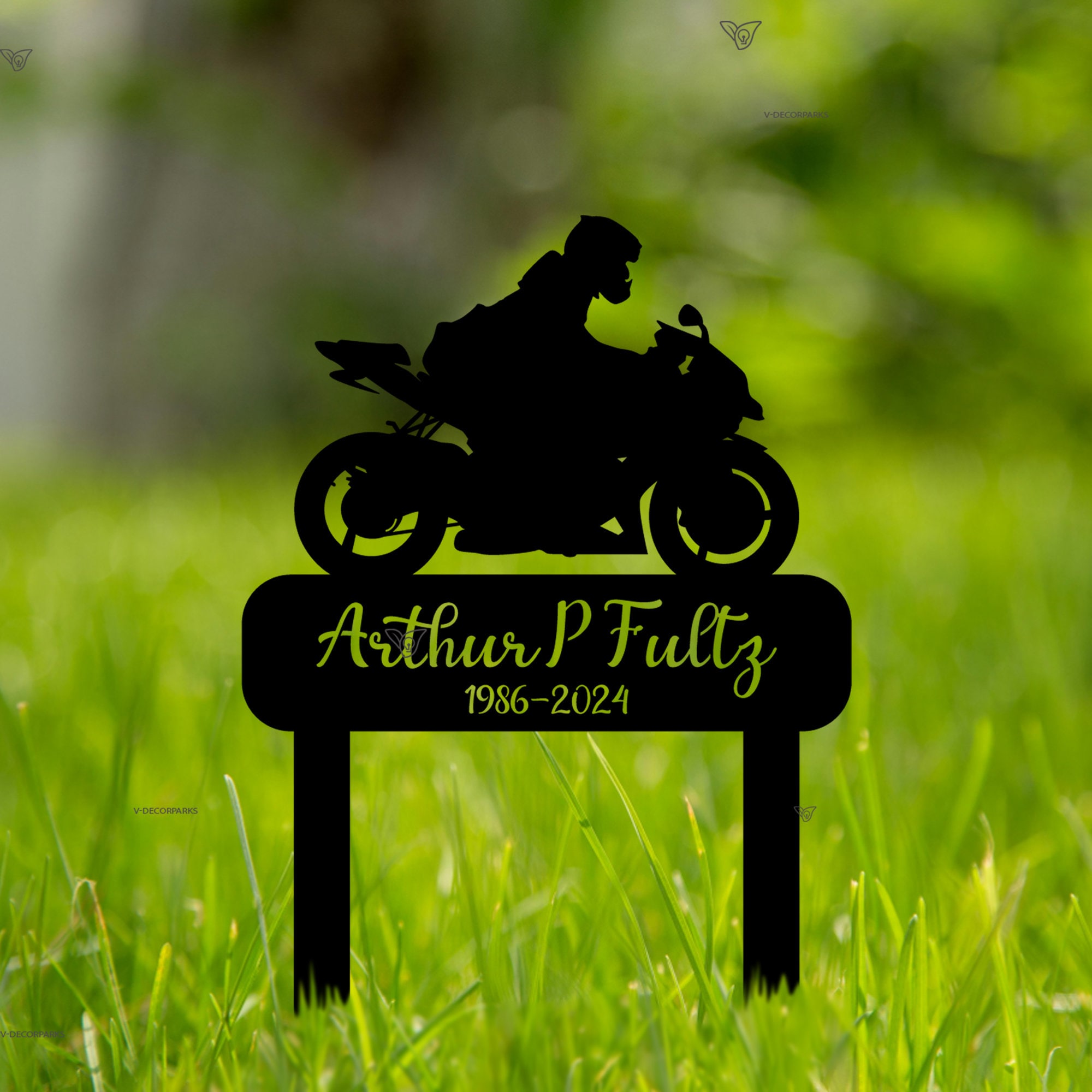 Custom Motorcycle Stake Sign, Personalized Biker Memorial Metal Yard ...