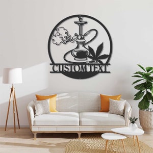 Custom Shisha Hookah Metal Wall Art LED Light, Shisha Sign ...