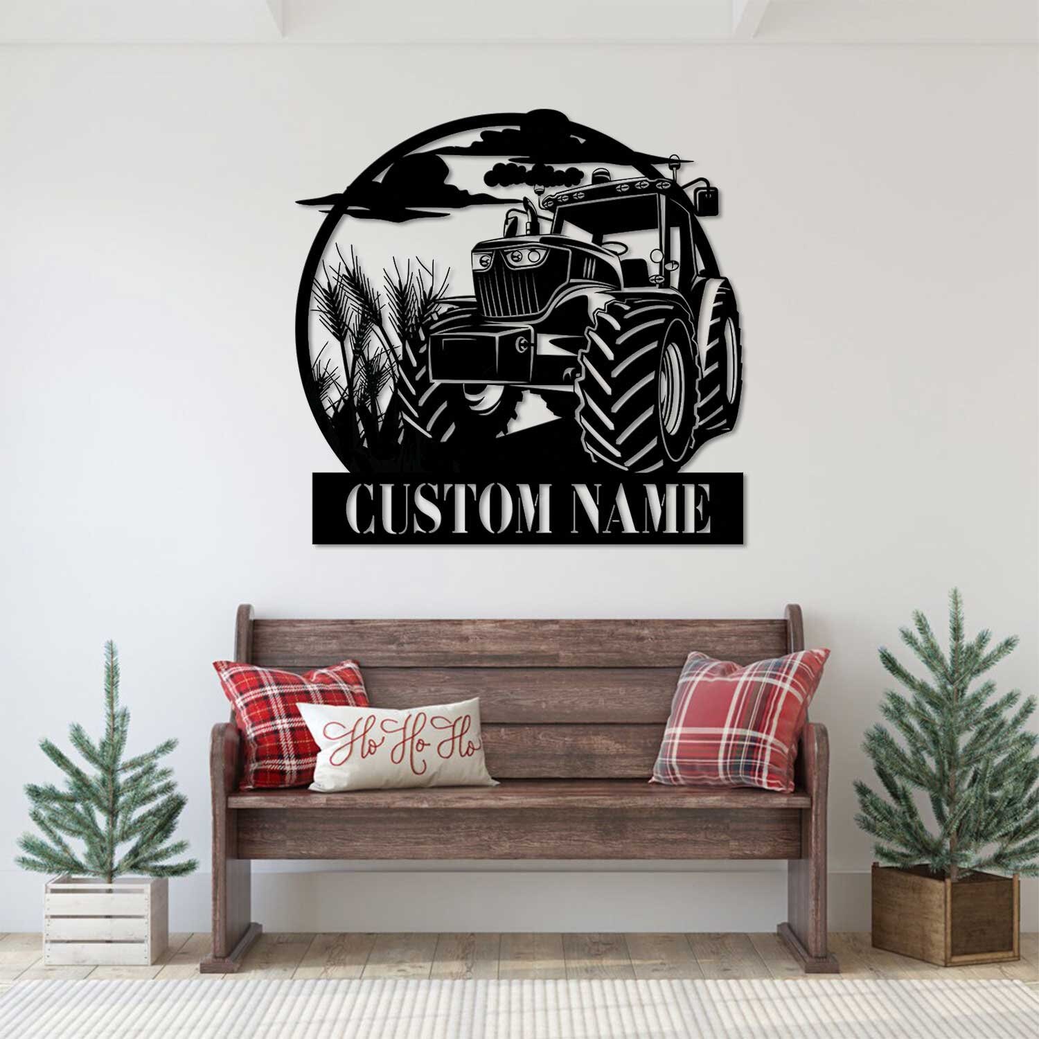 Custom Farm Sign Tractor Driver Metal Wall Art LED Light Personalized ...