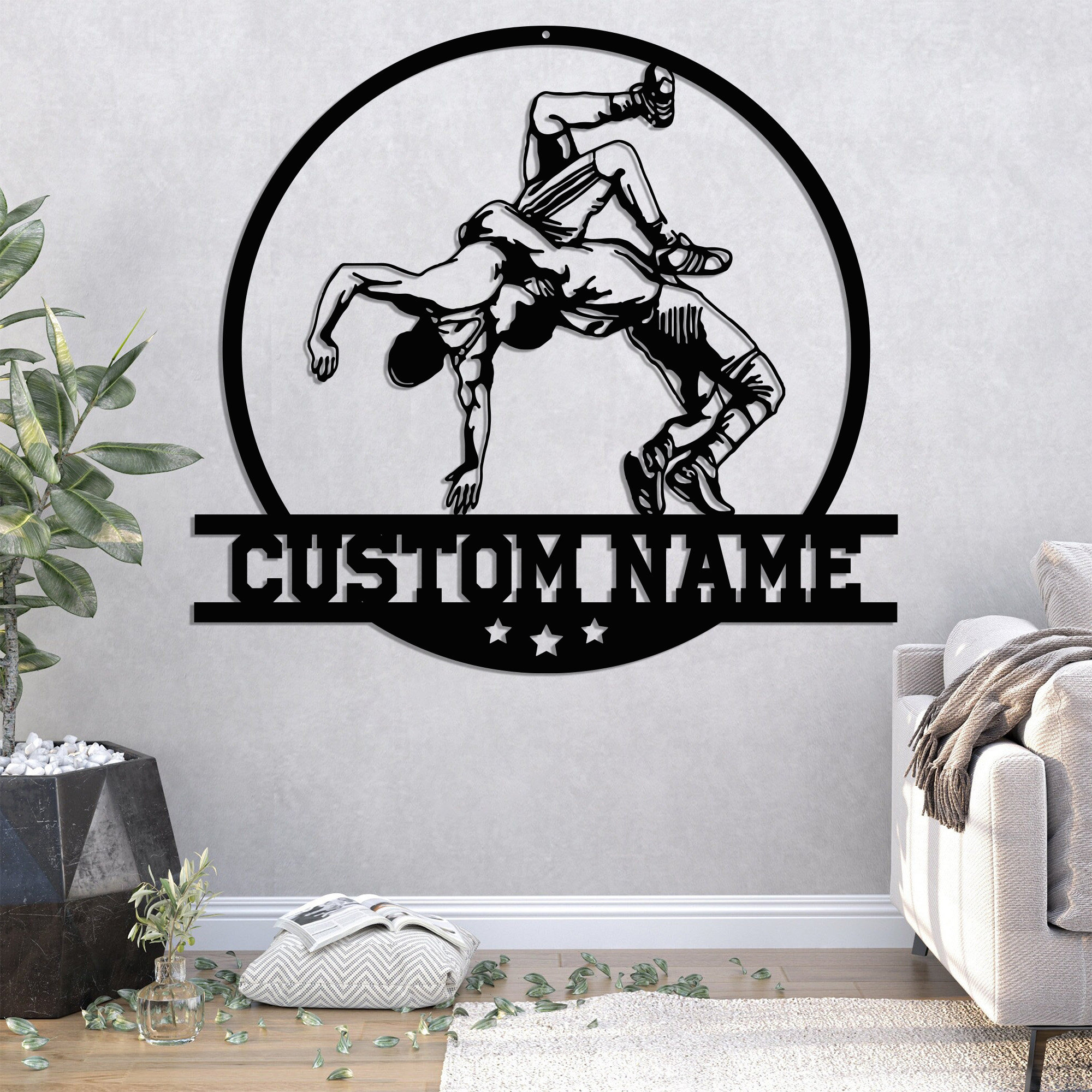 Custom Wrestling Sign Metal Wall Art Led Light, Wrestler Name Sign ...