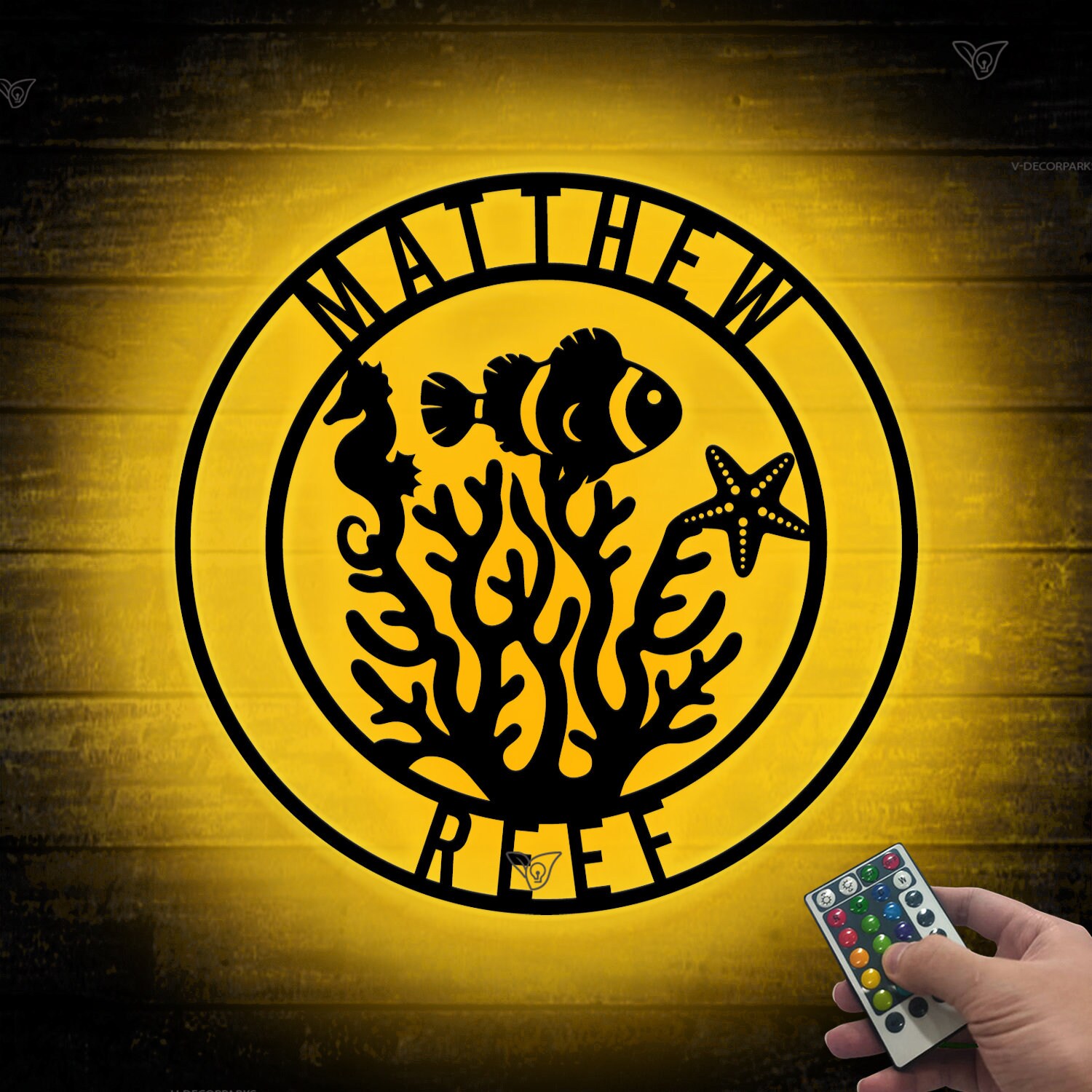 Personalized Fish Reef Name Sign Home Decor, Custom Aquarium Reef Metal ...