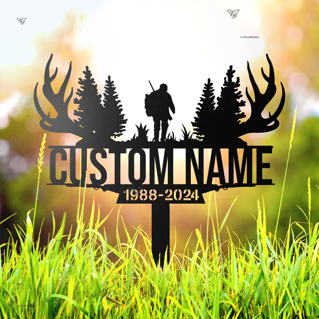 Hunting Dad Memorial Stake Metal, Hunter Memorial Gifts Garden Stake ...