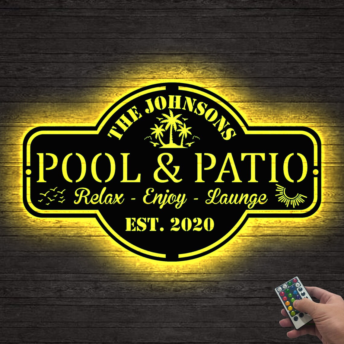 Personalized Pool & Patio Sign LED Light, Custom Pool Sign, Backyard ...
