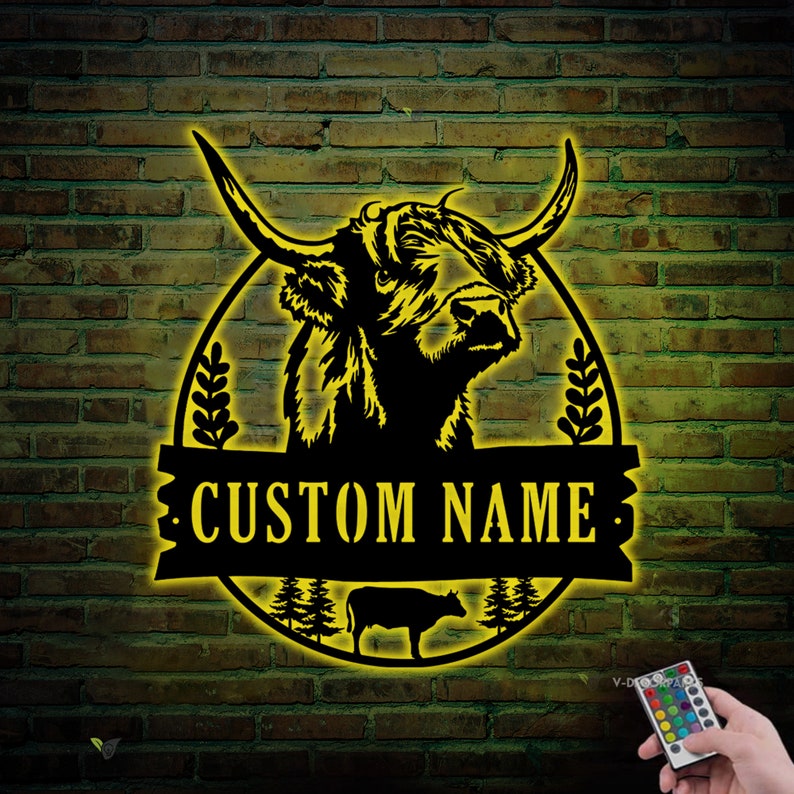 Custom Highland Cow Metal Sign,highland Cow Metal Wall Art,personalized ...