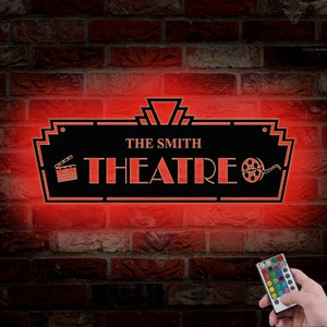 Movie Theatre Metal Sign, Custom Theatre, Home Cinema, Movies, Movie ...