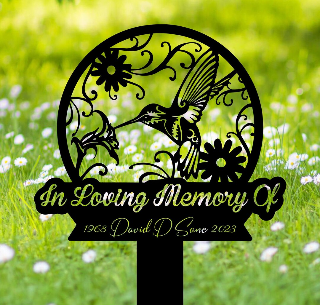 Custom Hummingbird Memorial Stake, Personalized Hummingbird and Flower ...
