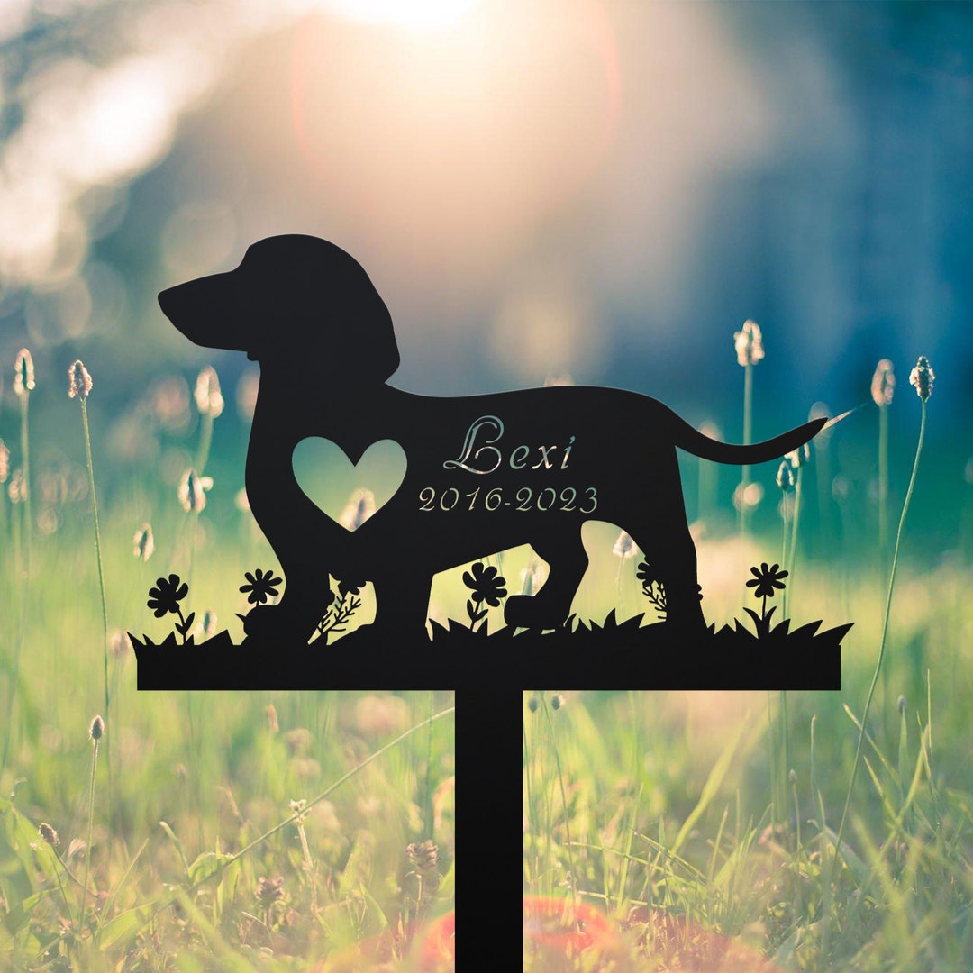 Personalized Dog Memorial Stake, Metal Stake, Dachshund Dog, Sympathy ...