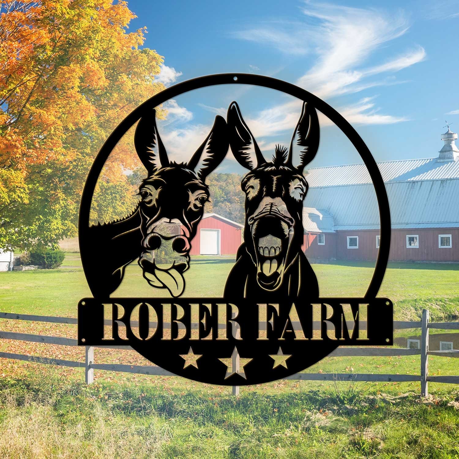 Personalized Donkey Metal Sign Custom Donkey Farm Metal Sign Donkeys ...