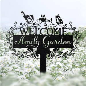Personalized Garden Sign With Stake, Bird Garden Metal Sign, Custom ...