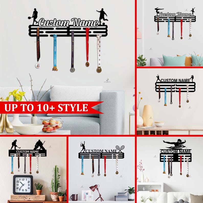 Personalized Medal Display Hanger, Custom Name Medal Holder, Sports ...