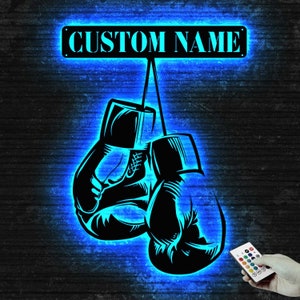 Personalized King Boxer Name Sign With LED Light, Custom Boxing Gloves ...