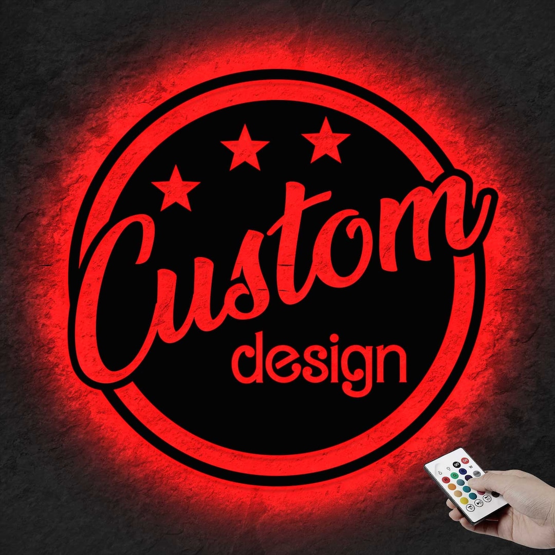 Custom Logo Design Metal Wall Art LED Light - Personalized Business ...