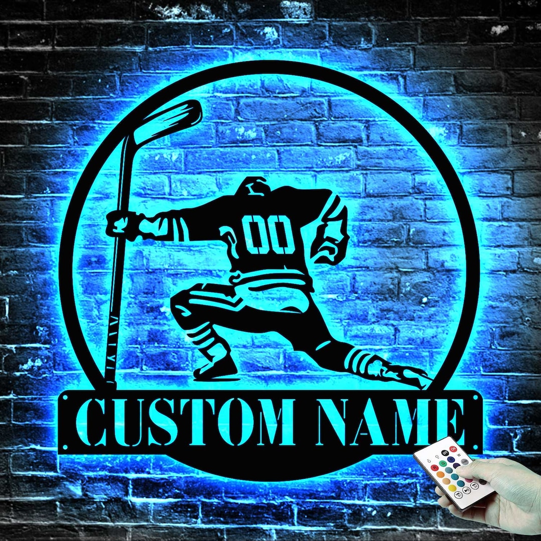 Custom Hockey Metal Sign With Led Light, Hockey Coach Gift Hockey Gifts ...