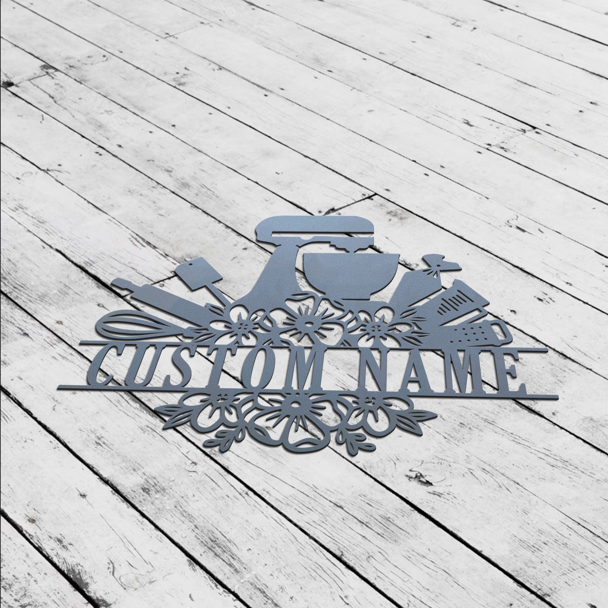 Custom Baking Metal Wall Art, Personalized Baker Name Sign Decoration ...