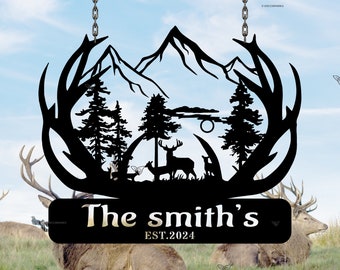 Custom Metal Deer Cabin Sign, Deer Hunter Gift, Cabin Decor, Custom ...