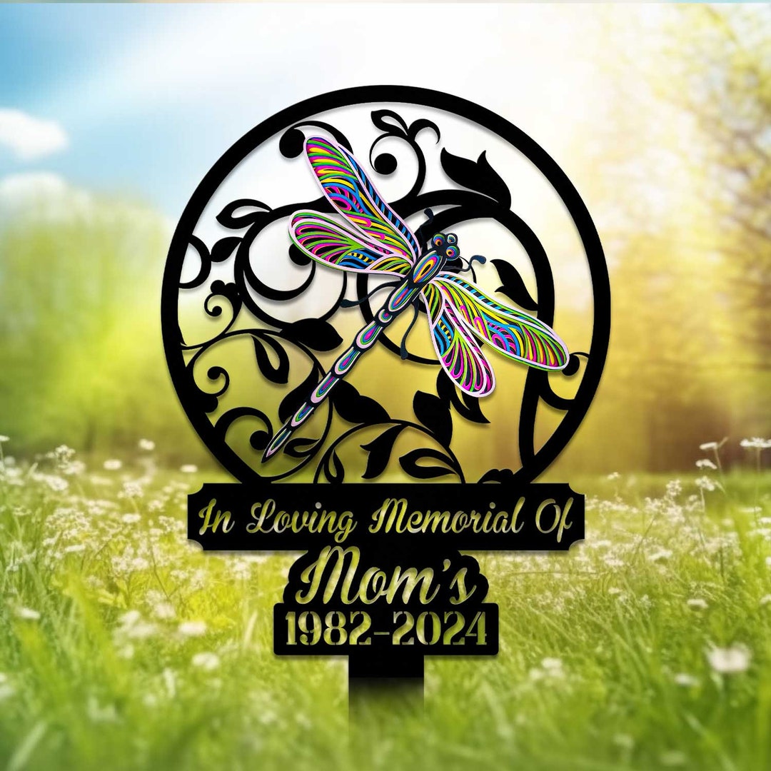 Personalized Memorial Stake Metal, Dragonfly Memorial Stake, Garden ...