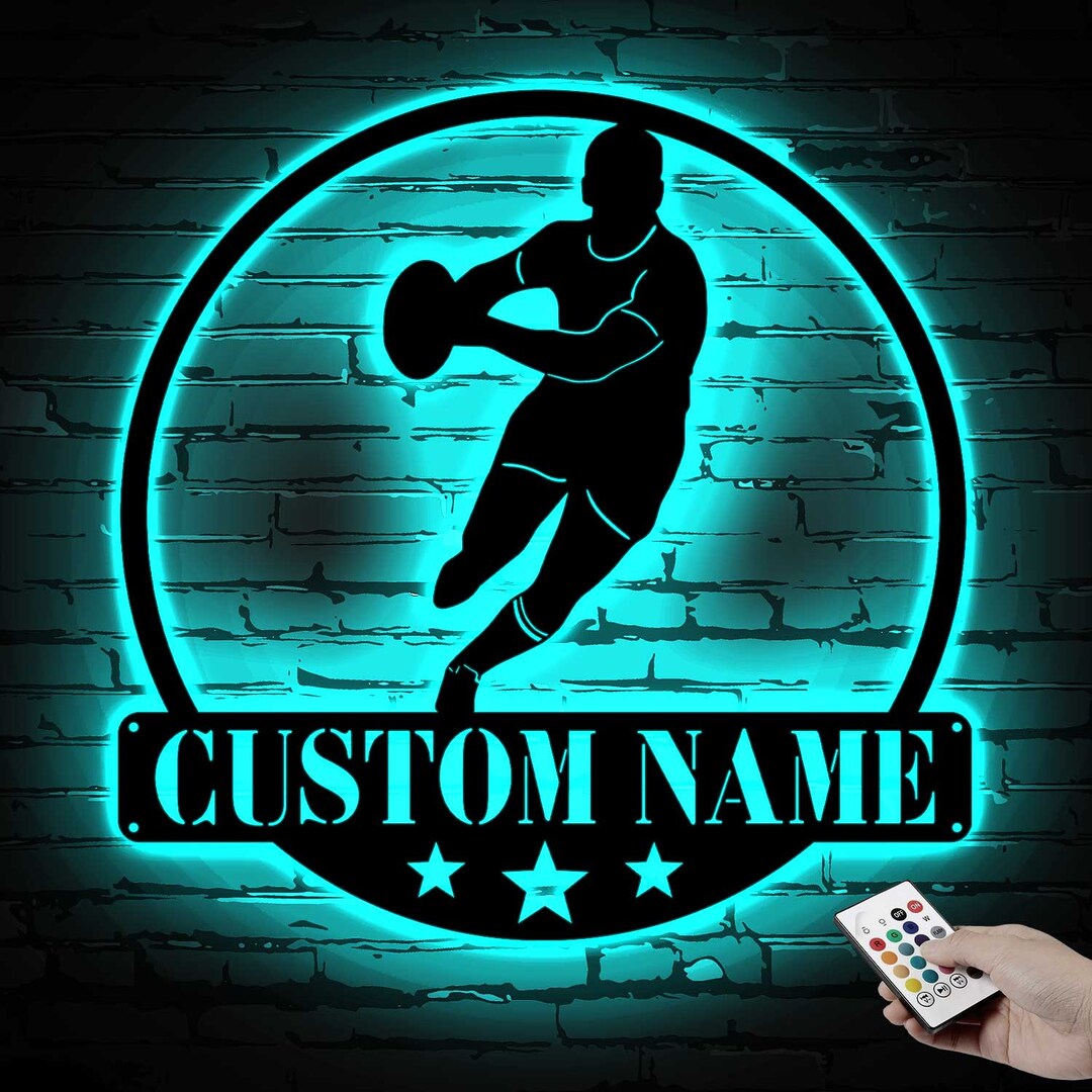 Rugby Metal Wall Art With Led Light, Rugby Gift, Rugby Home Decor ...