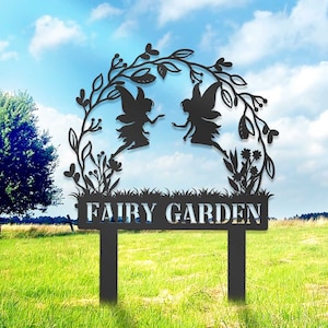 Personalized Fairy Metal Garden Sign, Fairy Garden Stake, Custom Garden ...