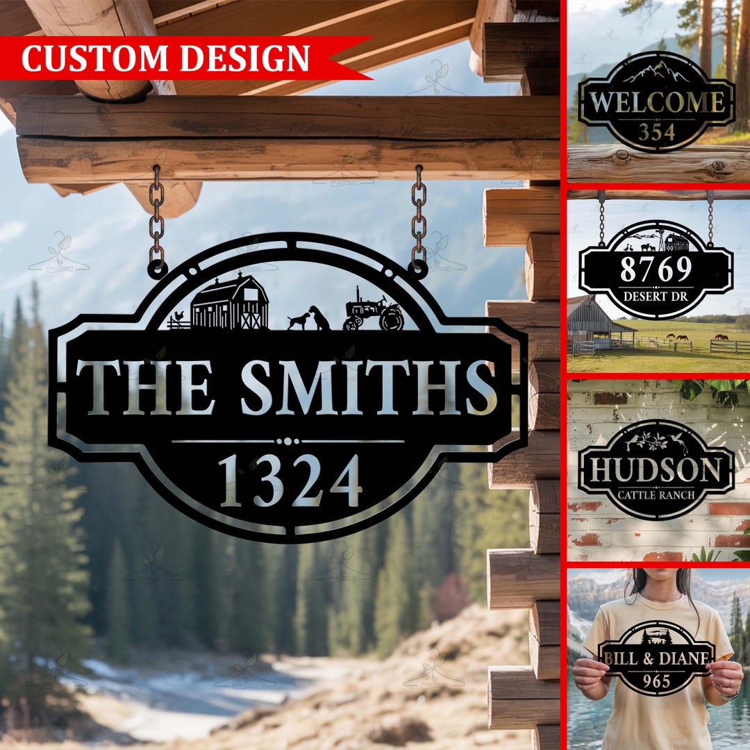 Custom Family Name Ranch Sign, Personalized Farm Address Plaque, Rustic ...