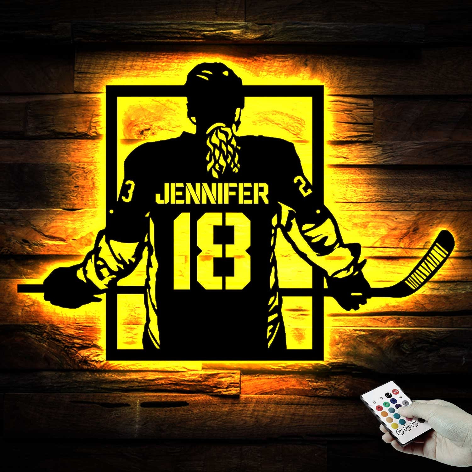 Custom Metal Hockey Sign With LED, Personalized Name & Number Wall Art ...