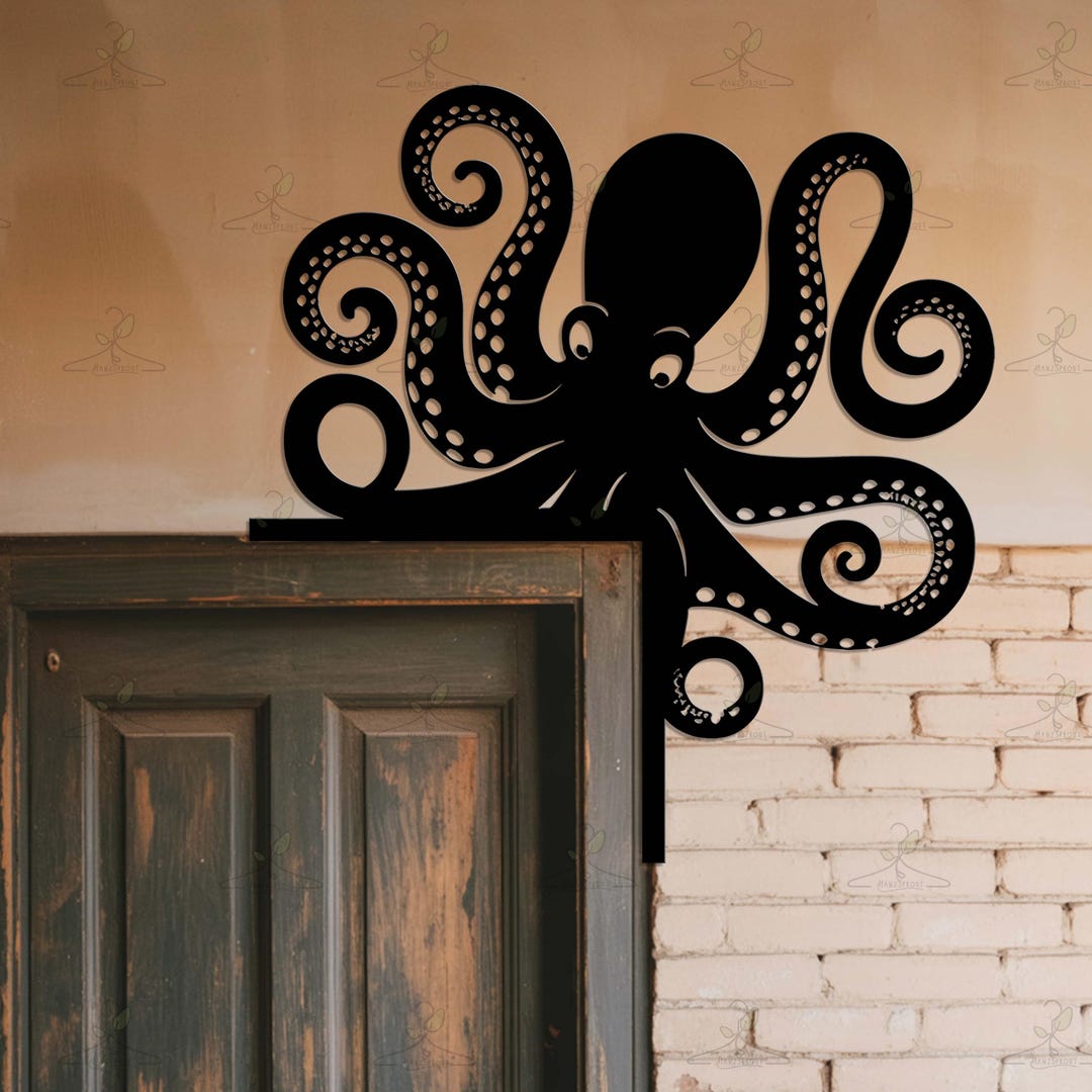 Personalized Octopus Door Corner Sign, Octopus Metal Door Topper ...