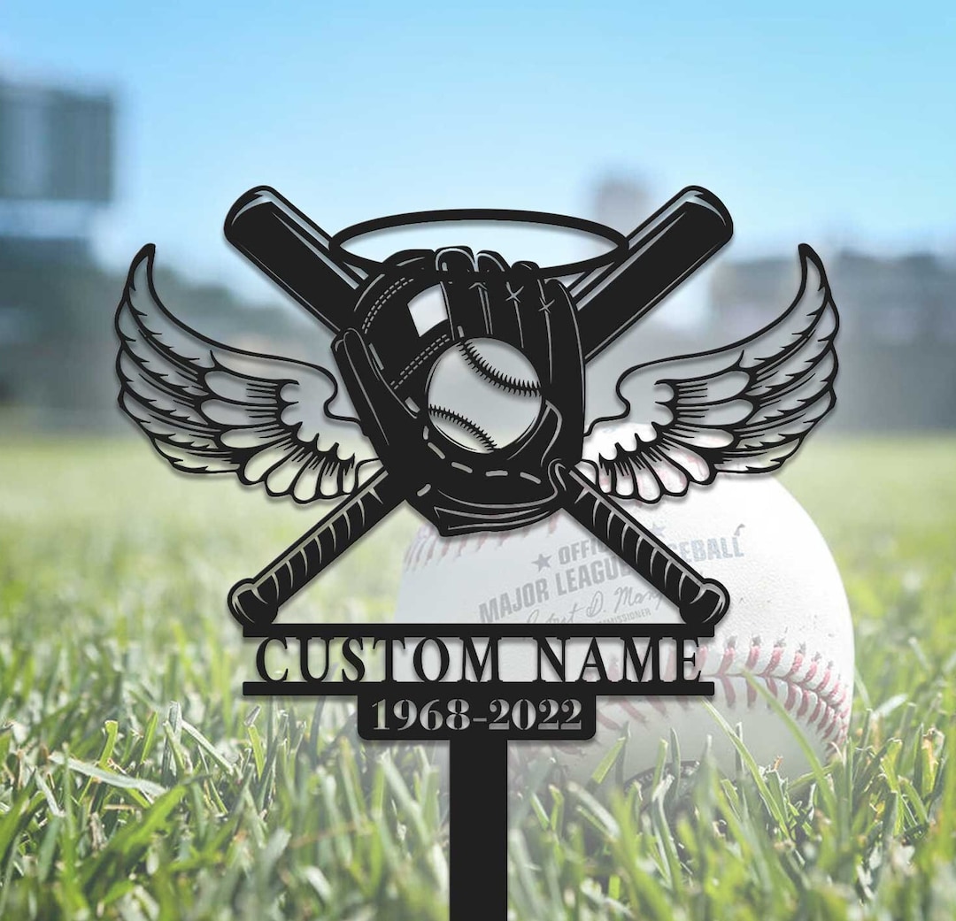 Custom Baseball With Wings Memorial Stake, Grave Marker, Remembrance ...